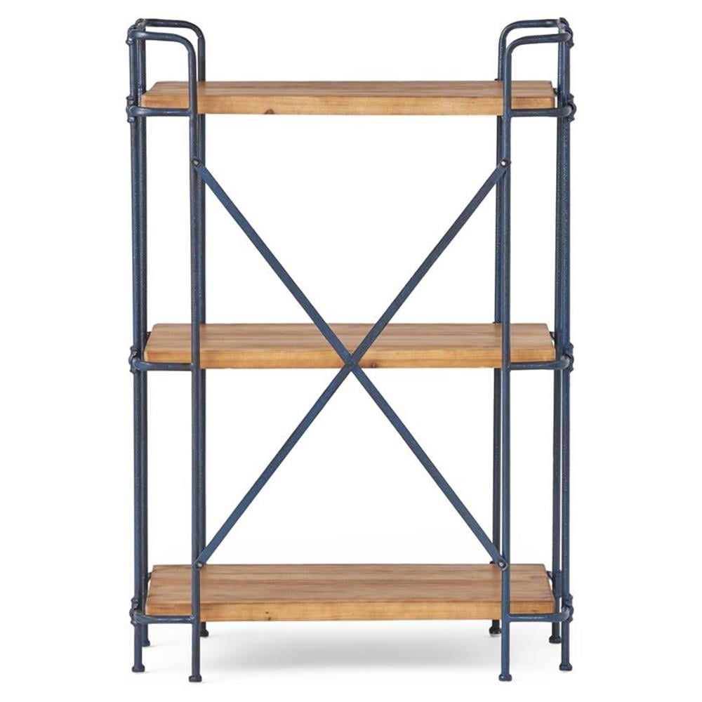 Noble House Cedarburg 3-Shelf Firwood Outdoor Bookcase in Brown/Blue ...