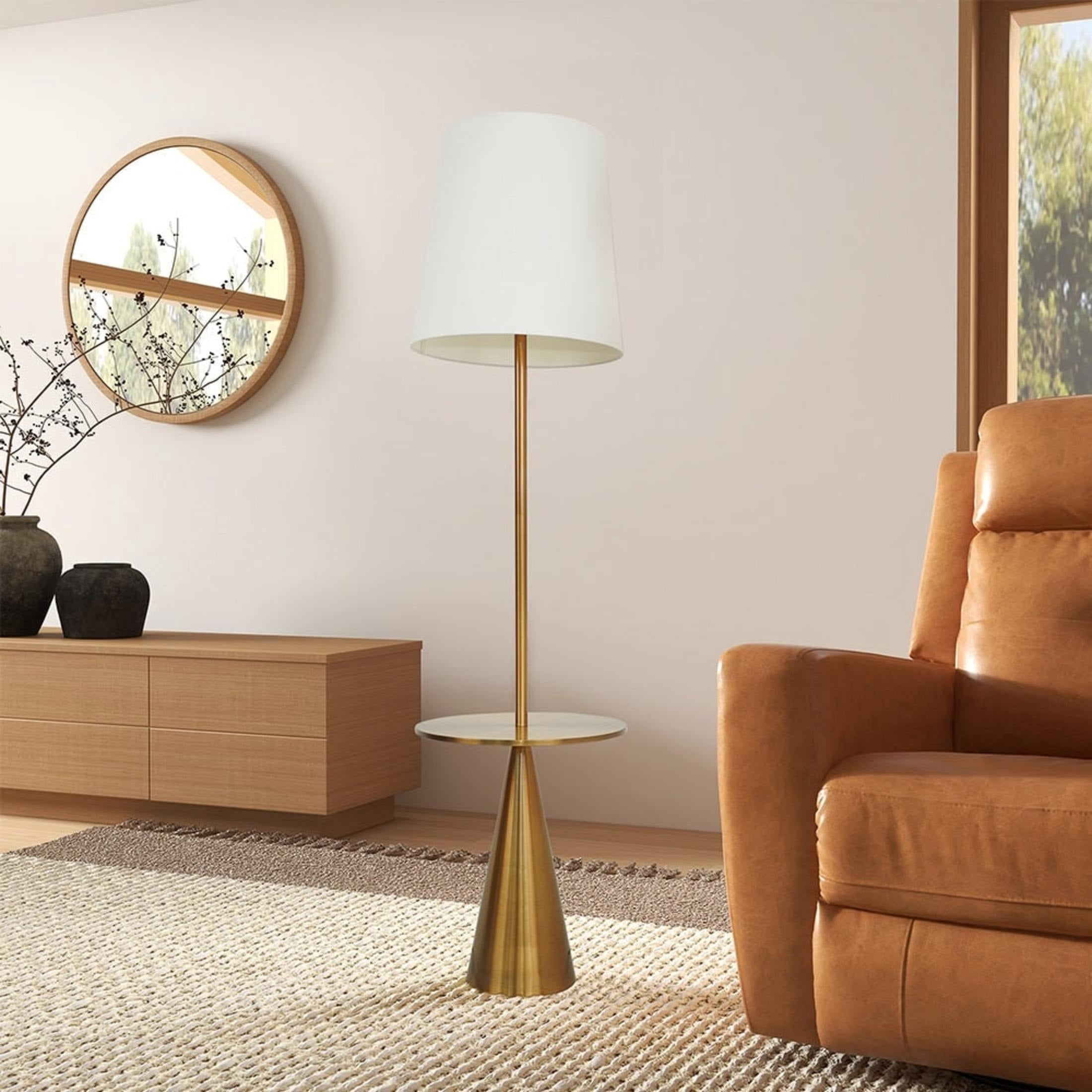 Noble House Celestial Modern Floor Lamp with Brass Accent Table, Large ...