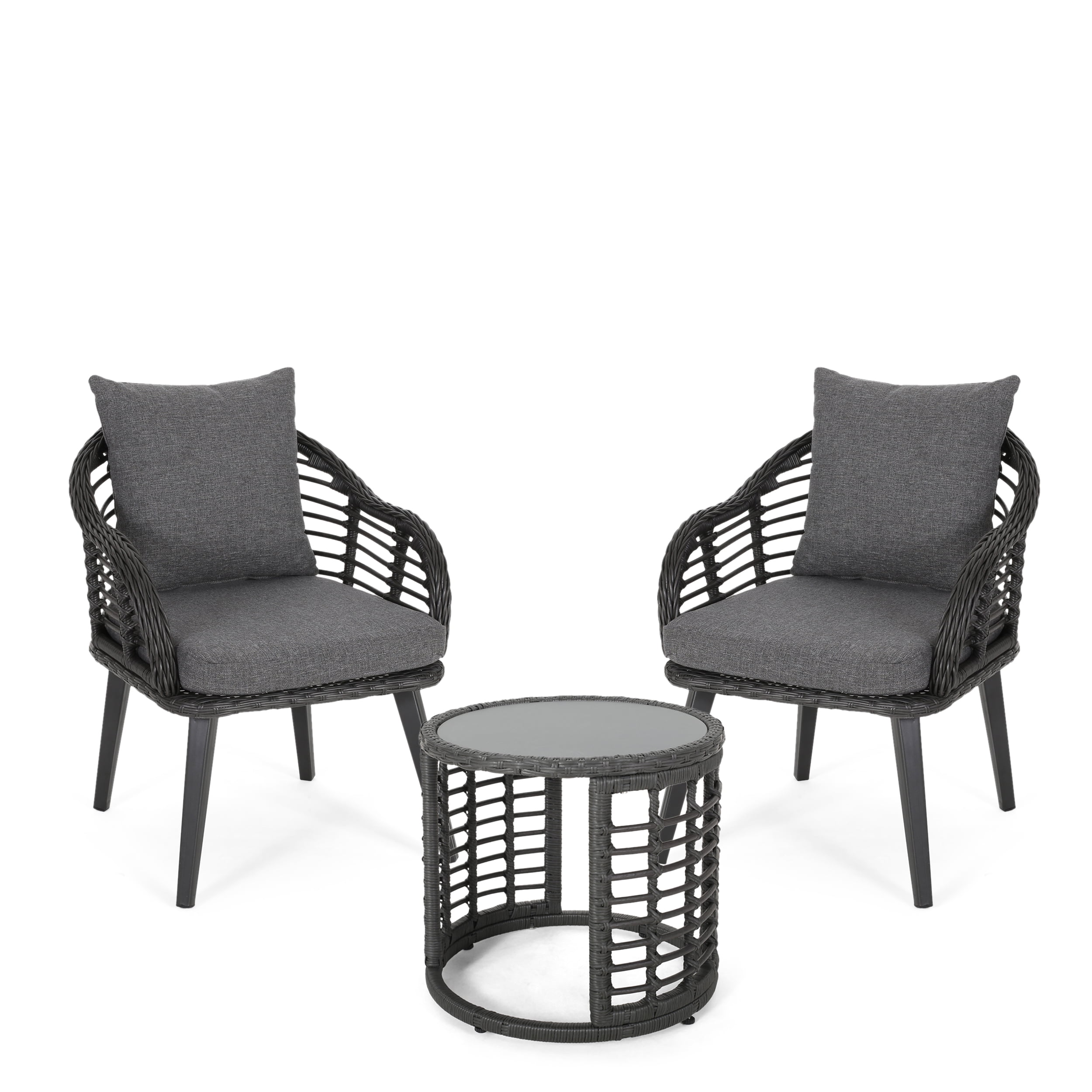 Noble House Chadbourne Indoor Wicker Conversation Set in Gray - Walmart.com