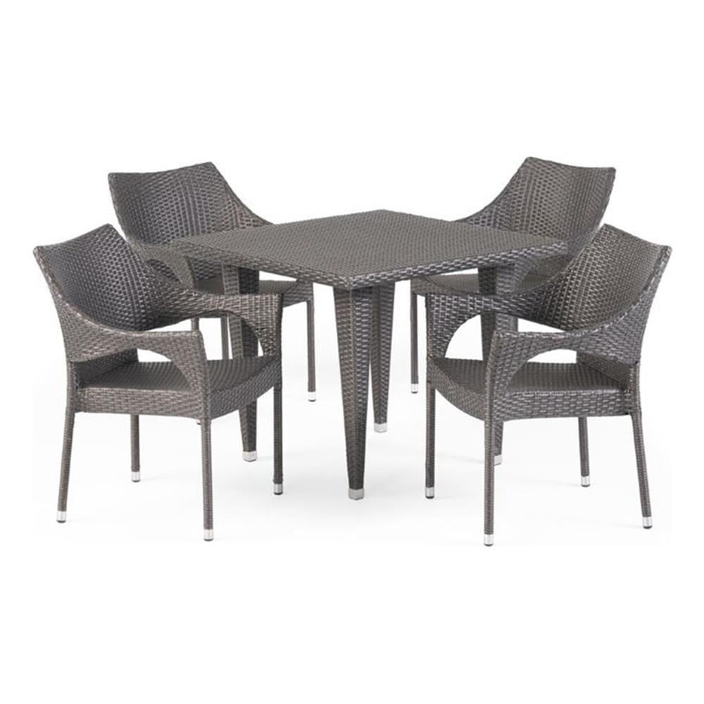Noble House Cliff 5-Piece Outdoor Metal Dining Set in Gray - Walmart.com