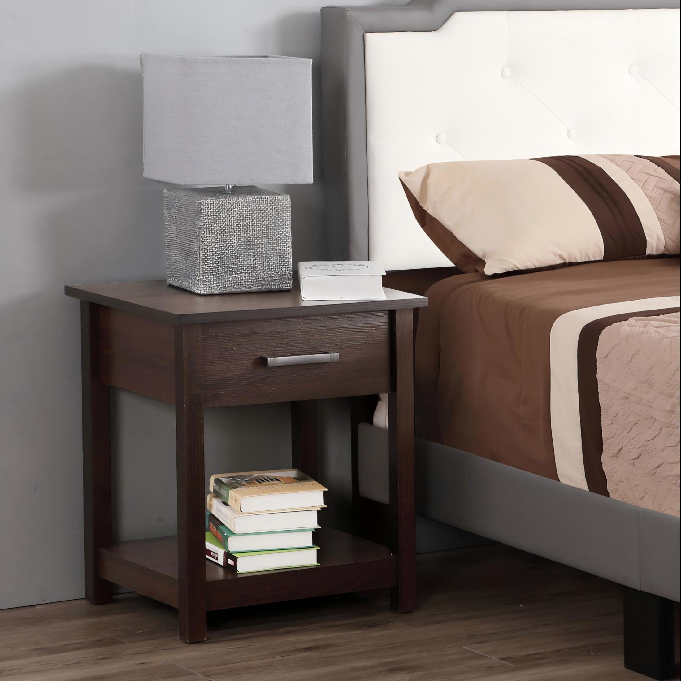 Noble House Contemporary Nightstand with Drawer and Open Shelf Storage ...