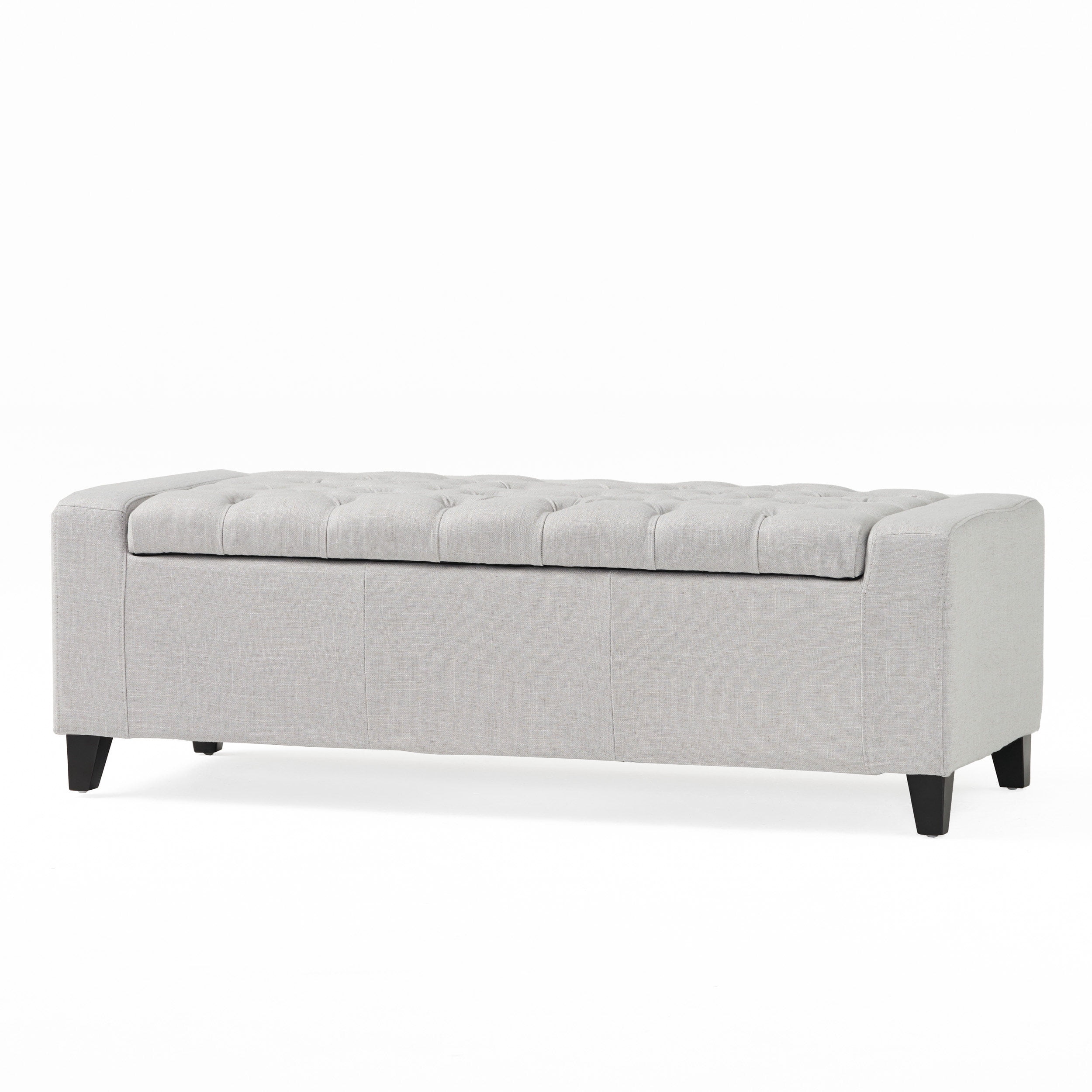 Noble House Contemporary Rectangular Fabric Lift Top Ottoman, Light ...