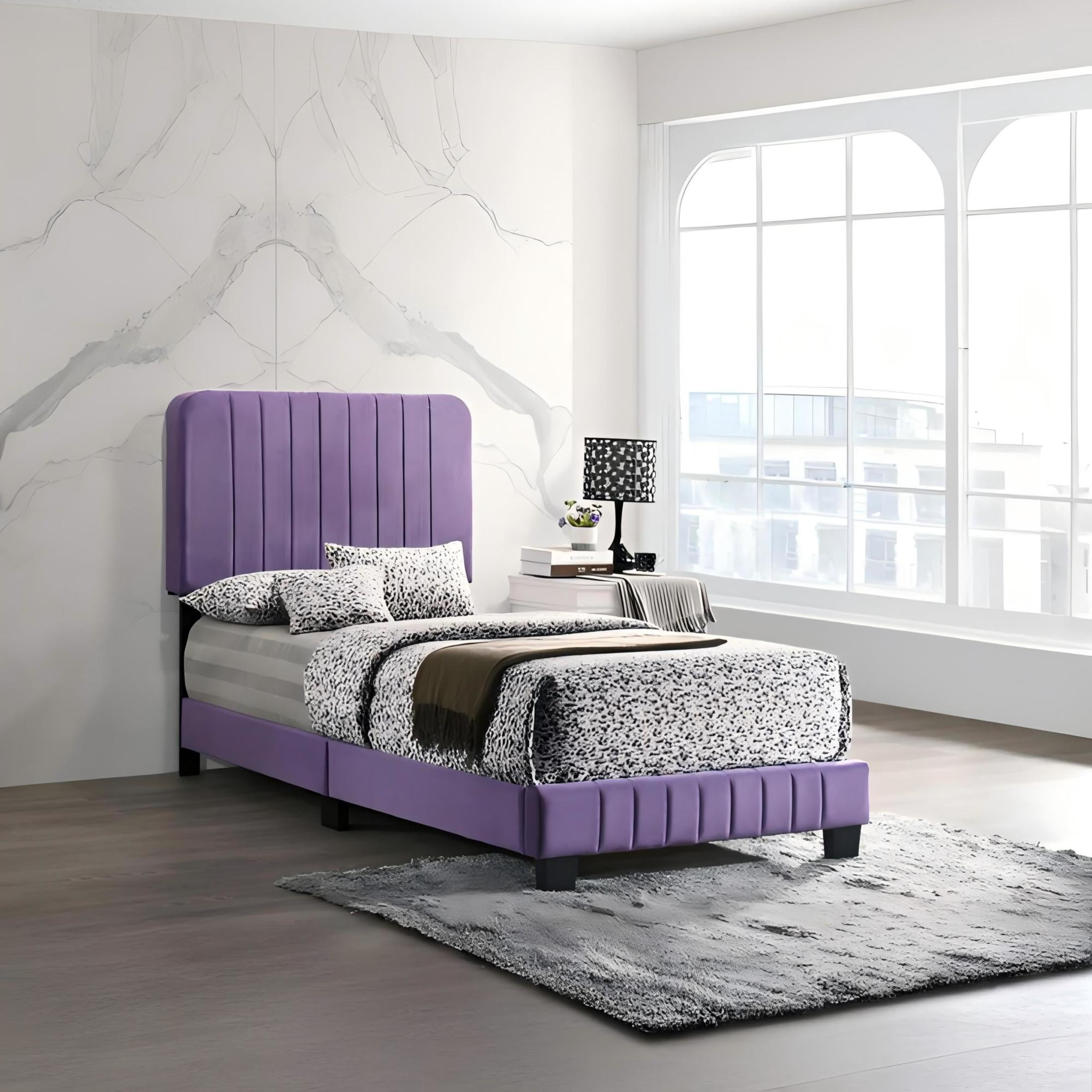Noble House Contemporary Twin Upholstered Bed with Channel Tufted ...