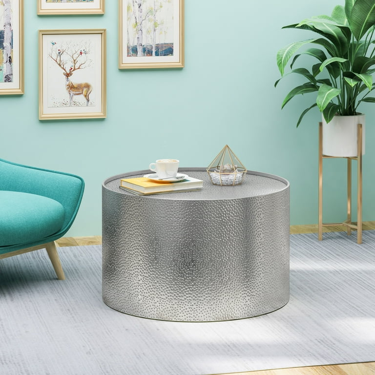 Noble House Braeburn Round Coffee Table in Silver