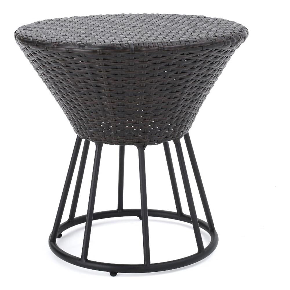 Noble House Crete Outdoor Wicker Hourglass Cage Side Table in ...