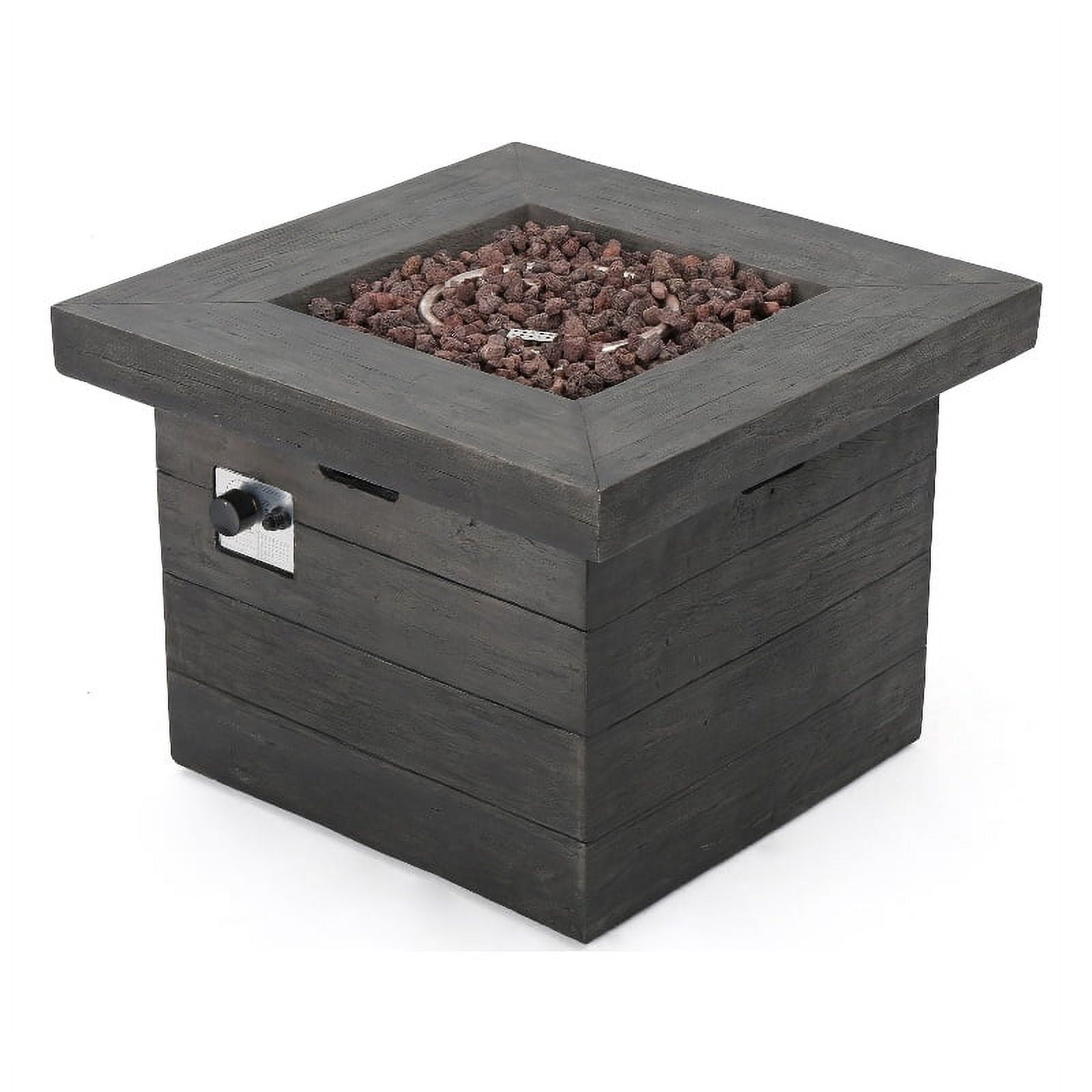Noble House Dakota 40.000 BTU Square Concrete Stone Fire Pit in Gray ...