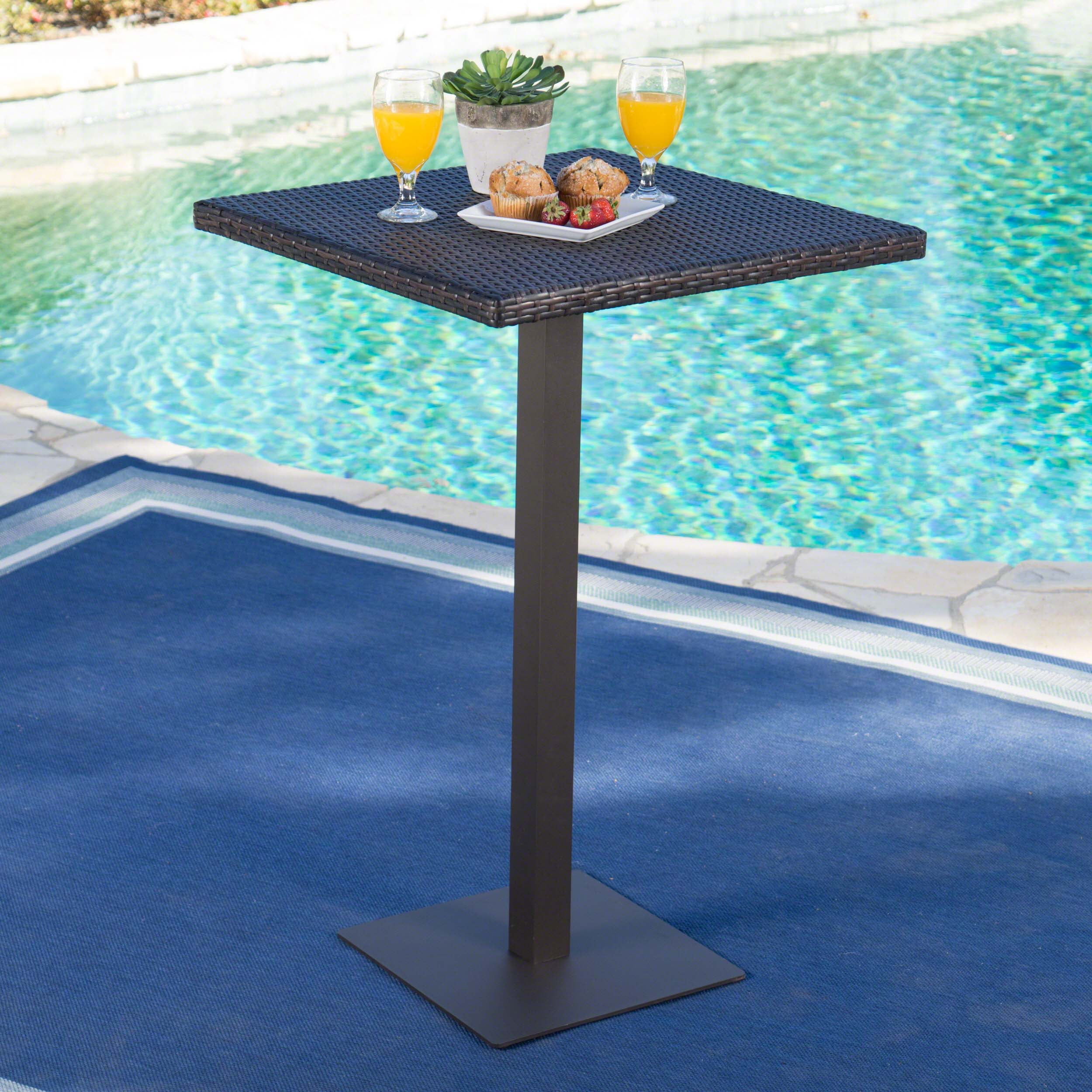 Noble House Dani Collection 26" Square Wicker Patio Bar Table with Hand ...
