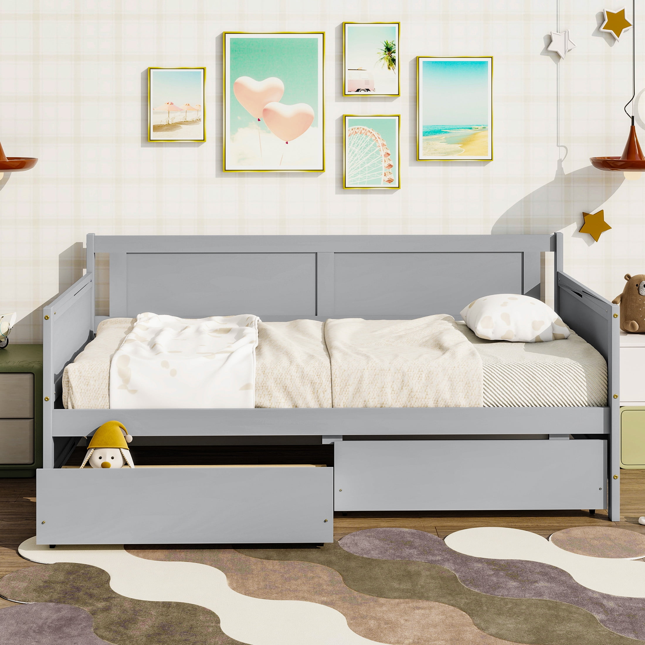 Noble House Deborah Contemporary Twin Daybed with Two Storage Drawers ...