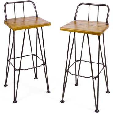 Free Shipping! Alan Outdoor Modern Industrial Acacia Wood Bar Stools ...