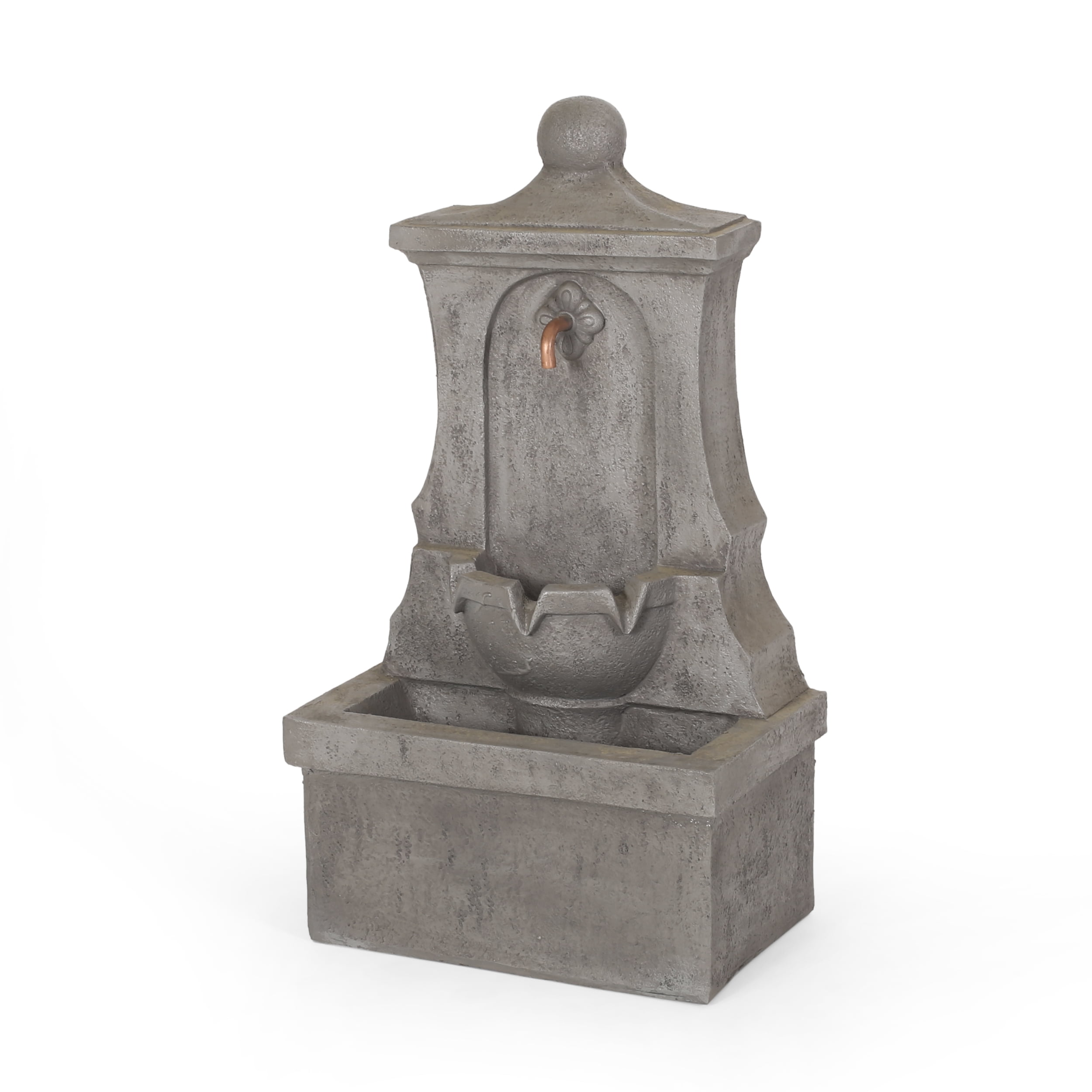 Noble House Dillonvale Outdoor 2-Tier Single Spout Fountain, Light Gray ...