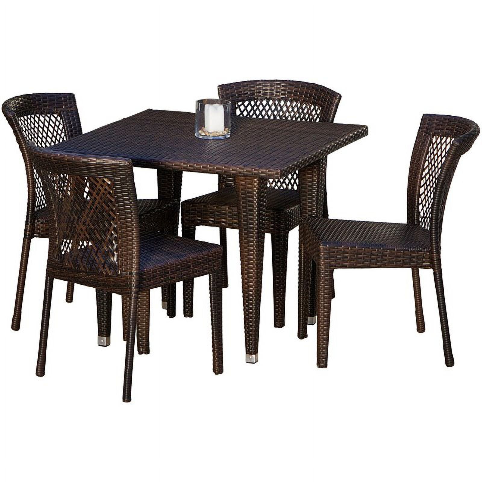 Noble House Dusk 5 Piece Wicker Patio Dining Set in Brown - Walmart.com