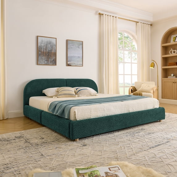 Noble House Elbert King Size Upholstered Bed Frame, Circle Yarn Tall ...