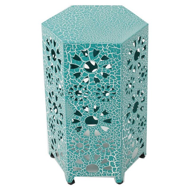 Noble House Eliana 12" Outdoor Crackle Sunburst Iron Side Table in Teal Blue - Walmart.com