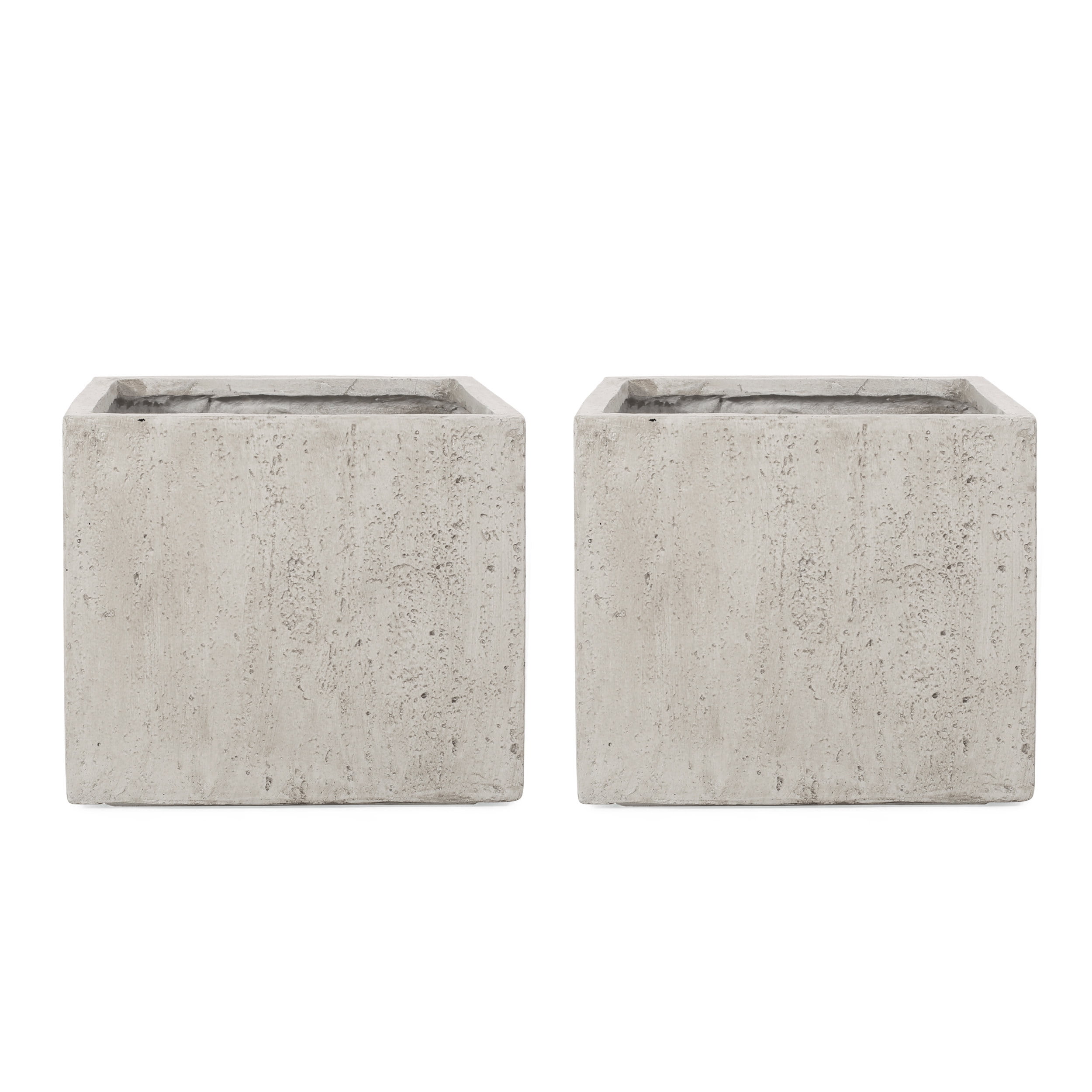 Noble House Large Cast Stone Square Planters Set, Durable Outdoor Porch ...