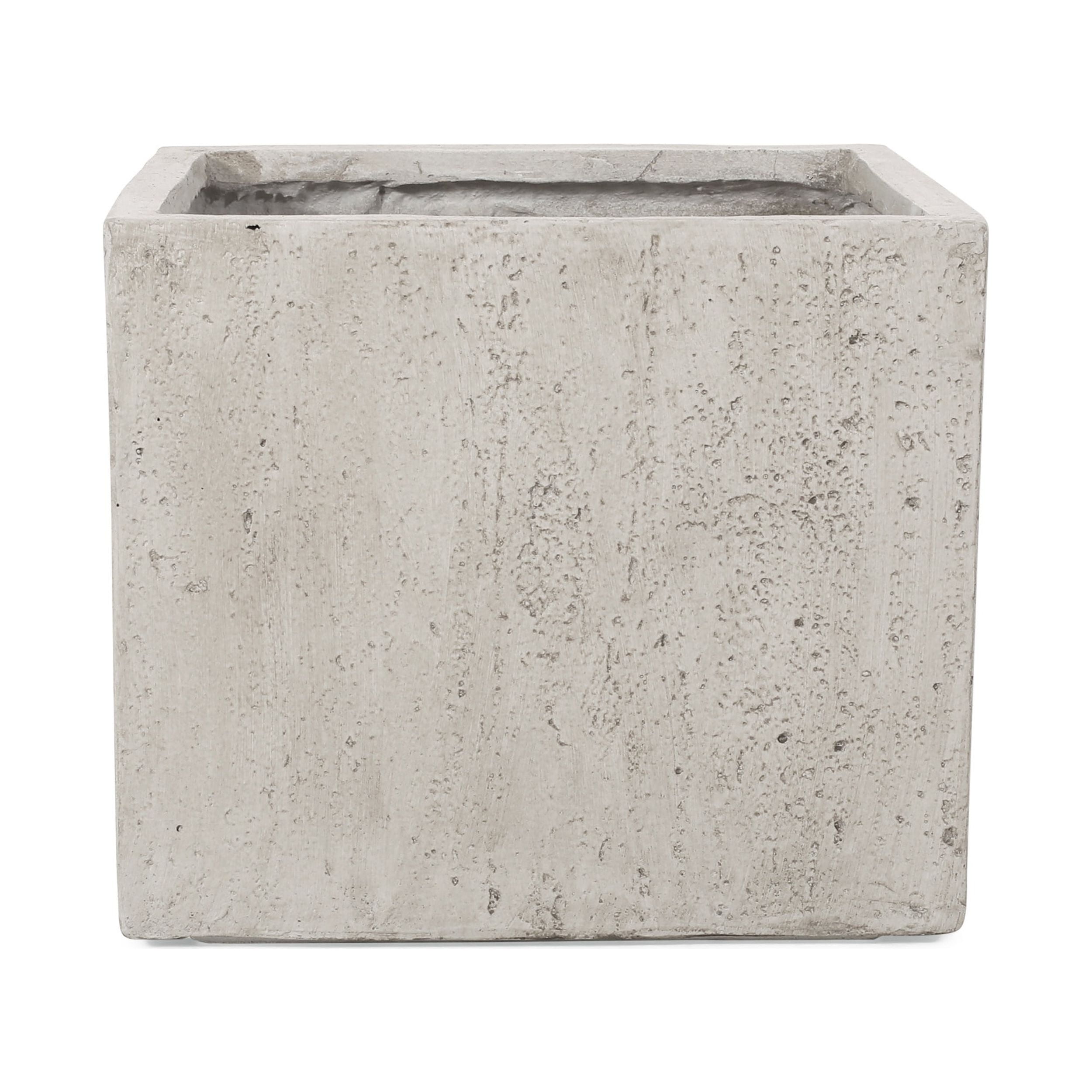 Noble House Ella Outdoor Modern Large Cast Stone Square Planter in ...