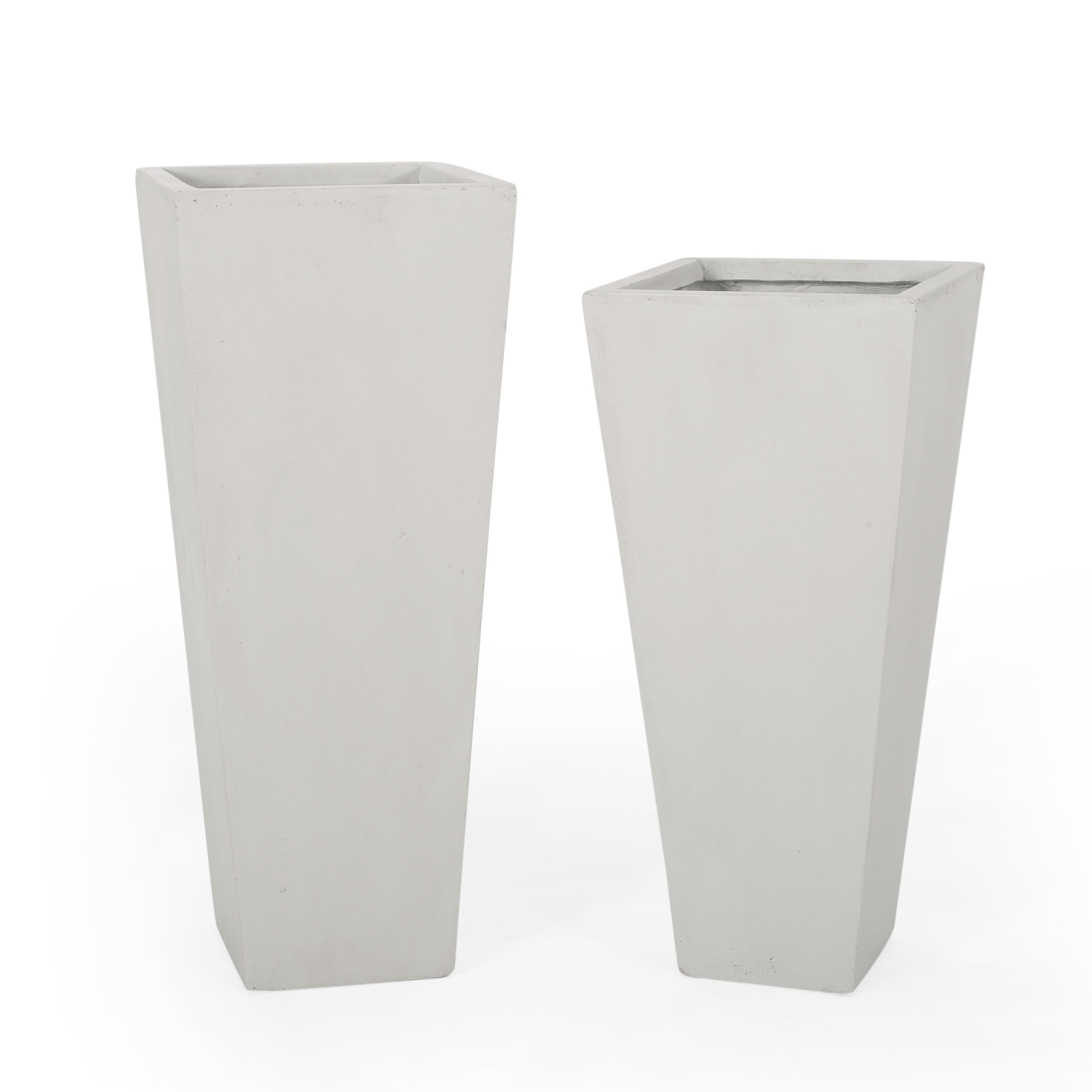 Noble House Ella Outdoor Modern Large and Medium Cast Stone Planter Set ...