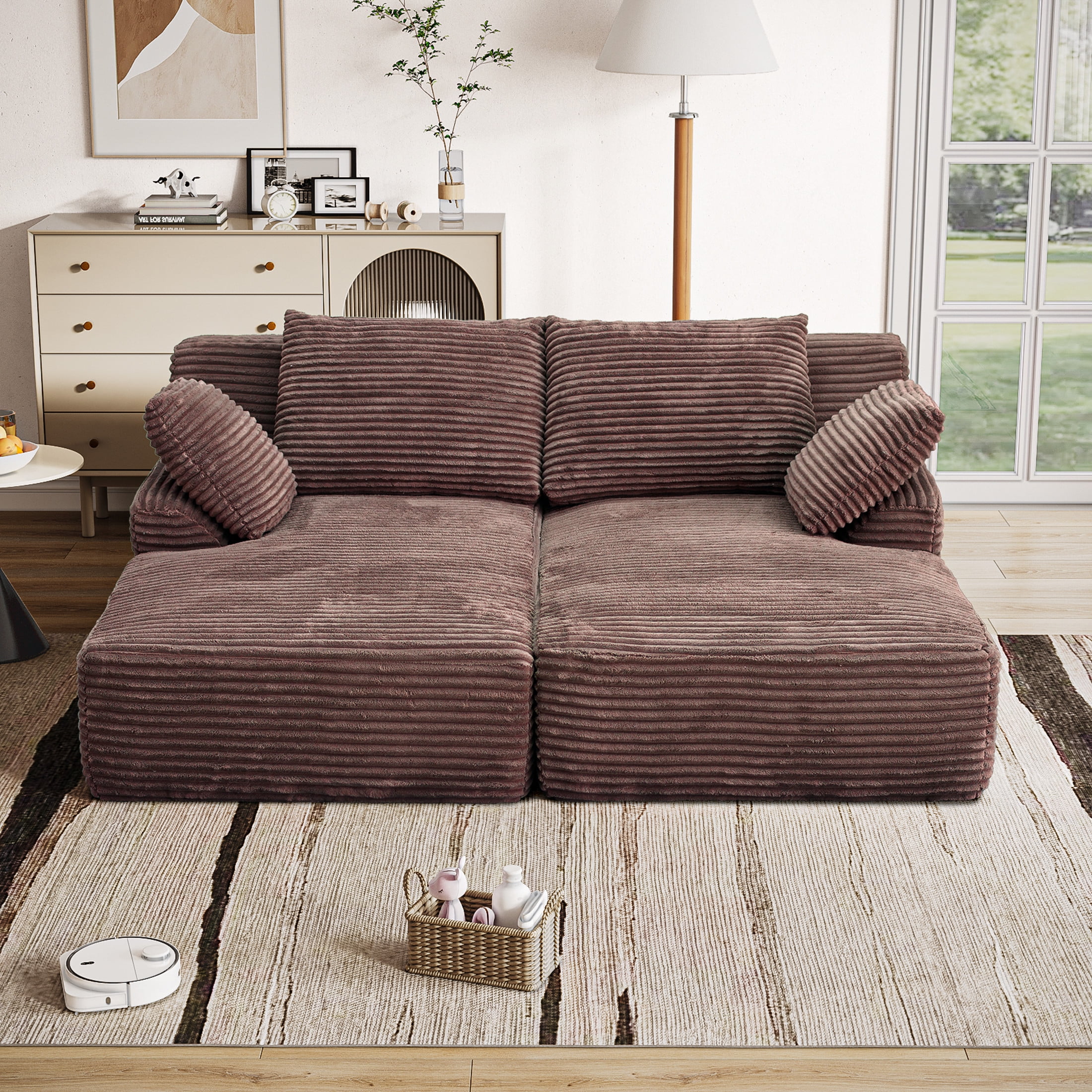 Noble House Elley 77.8" Oversized Double Chaise Lounge, Cloud Plush ...