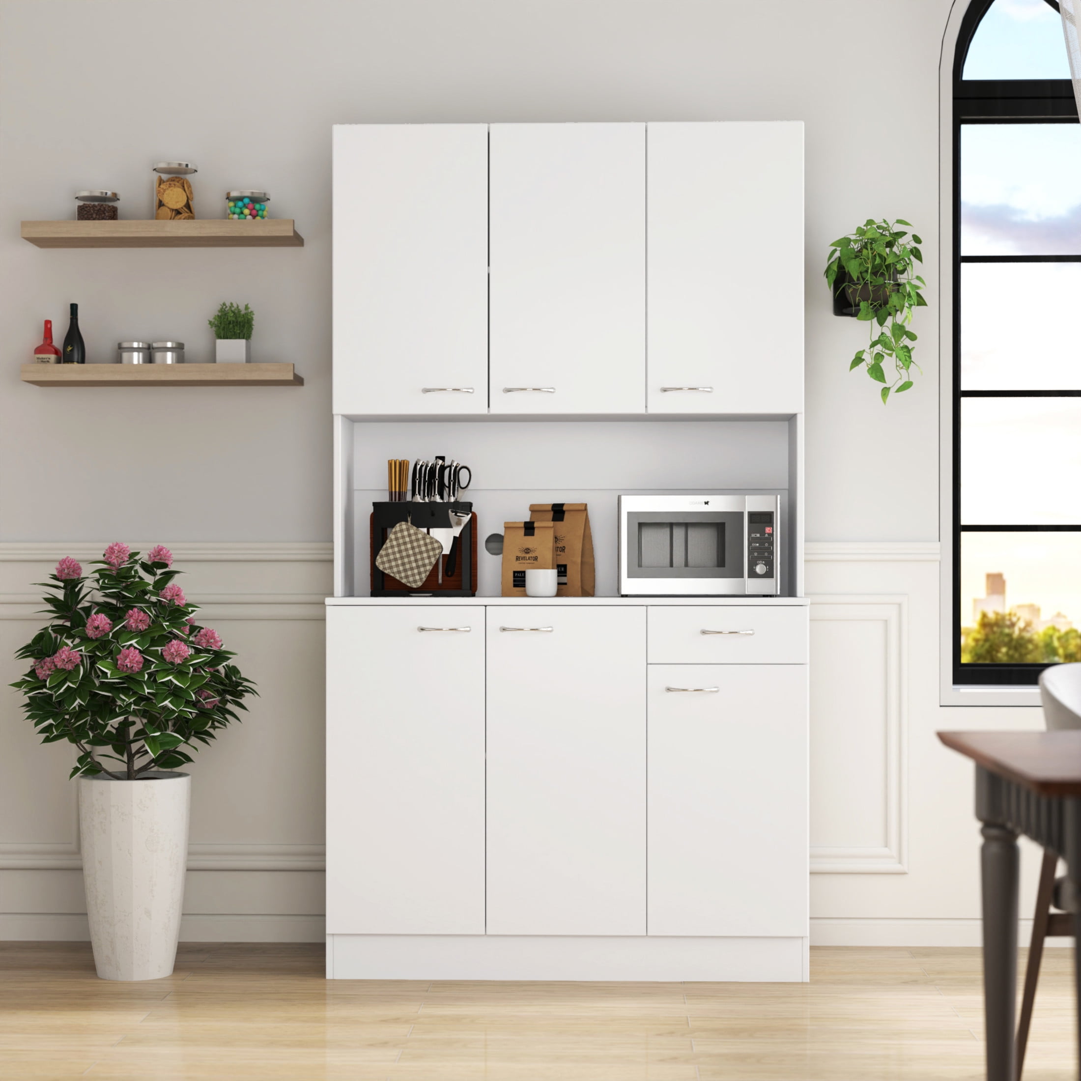 Noble House Elpine 70.9" Wardrobe and Kitchen Cabinet, Open Shelf ...