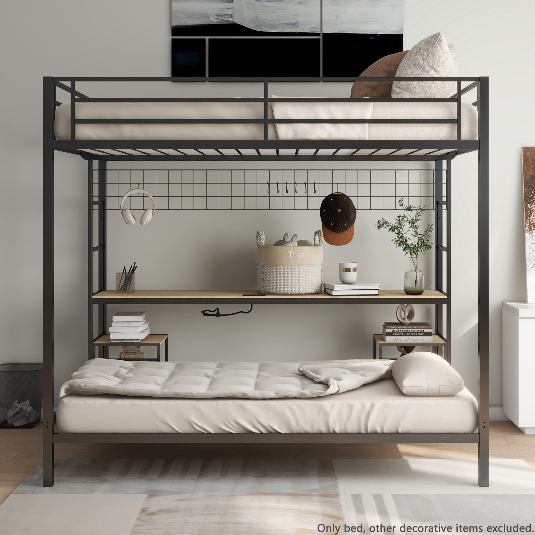 Noble House Ethan Full Over Twin Metal Bunk Bed with Desk, Storage ...