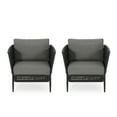 Noble House Evelee Outdoor Rope Club Chair with Cushions, Set of 2 ...