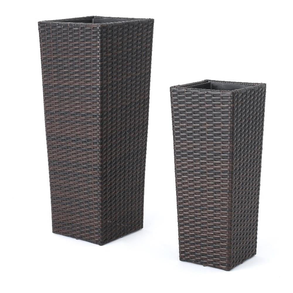 Noble House Everest Outdoor Large and Medium Planters in Multibrown ...