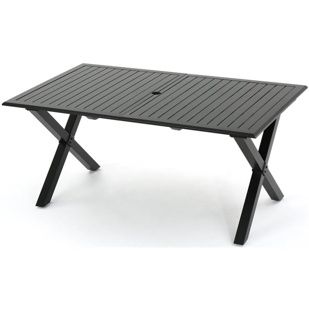 Noble House Exuma Cast Aluminum Expandable Dining Table in Black ...