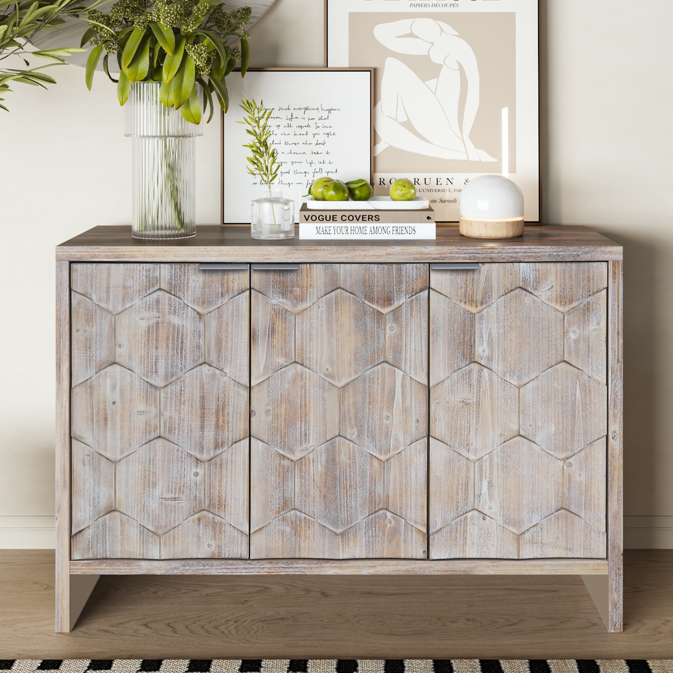 Noble House Farmhouse Accent Cabinet, Wooden Sideboard Buffet Server ...
