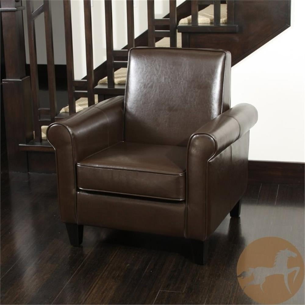 Noble House Freemont Leather Club Chair in Brown - Walmart.com