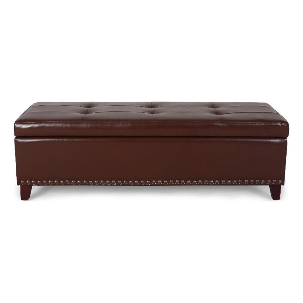Noble House Gavin Contemporary Storage Ottoman in Chestnut Brown ...