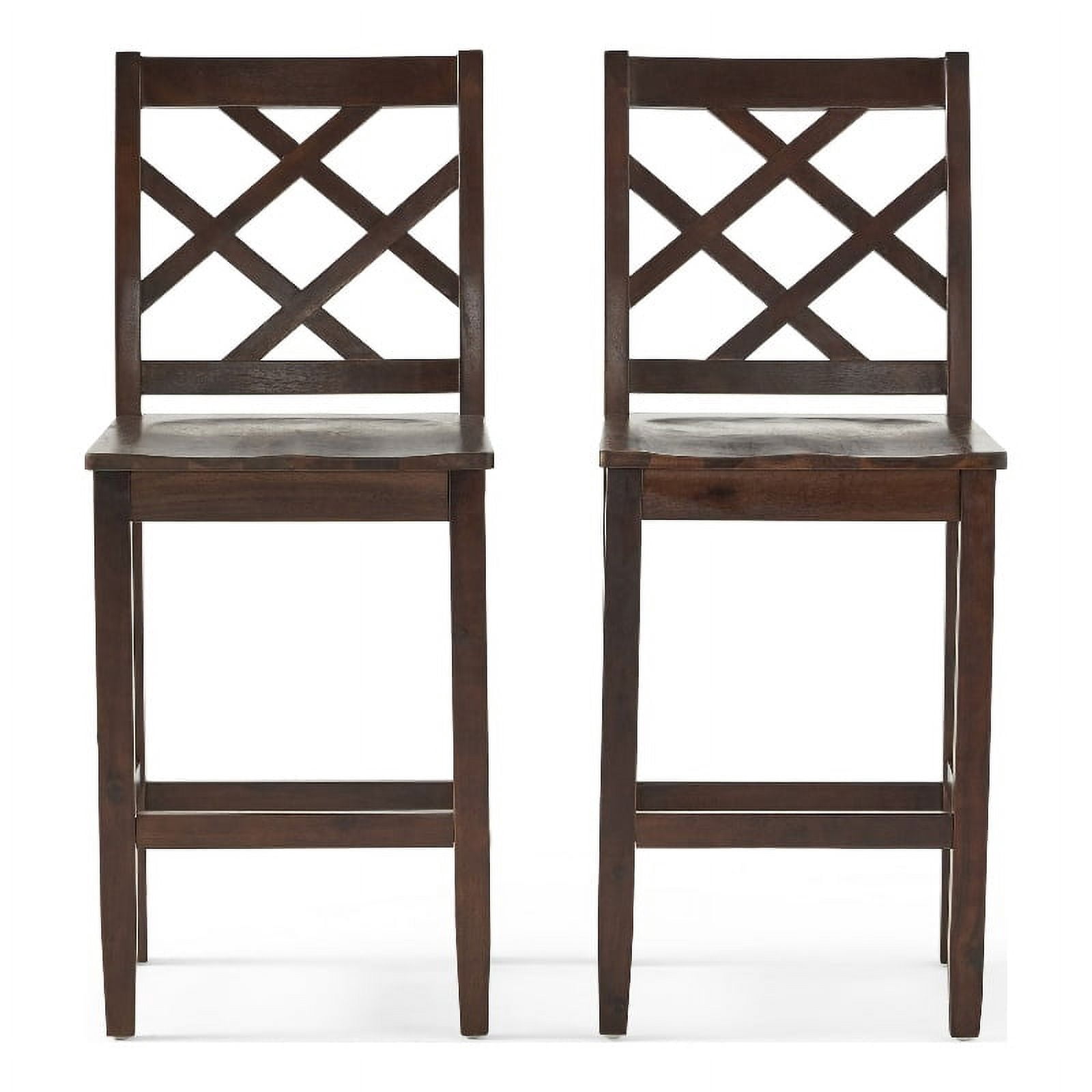 Noble House Harmon Acacia Wood Counter Chairs in Brown Mahogany (Set of ...