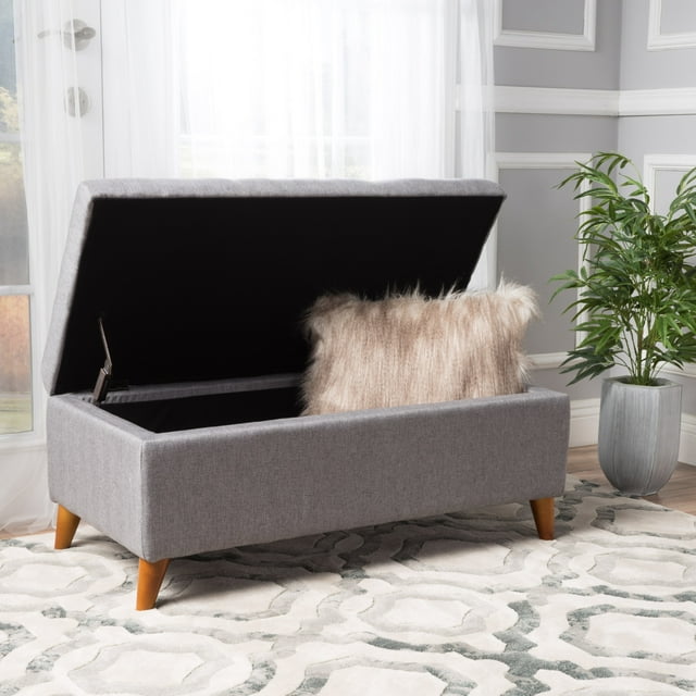 Noble House Hayden Rectangular Fabric Storage Ottoman, Grey - Walmart.com