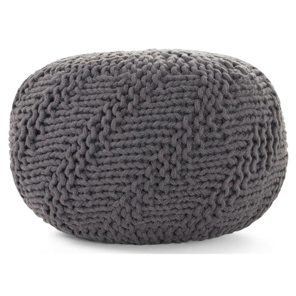 Noble House Hazel Handcrafted Modern Fabric Weave Indoor Pouf in Dark ...