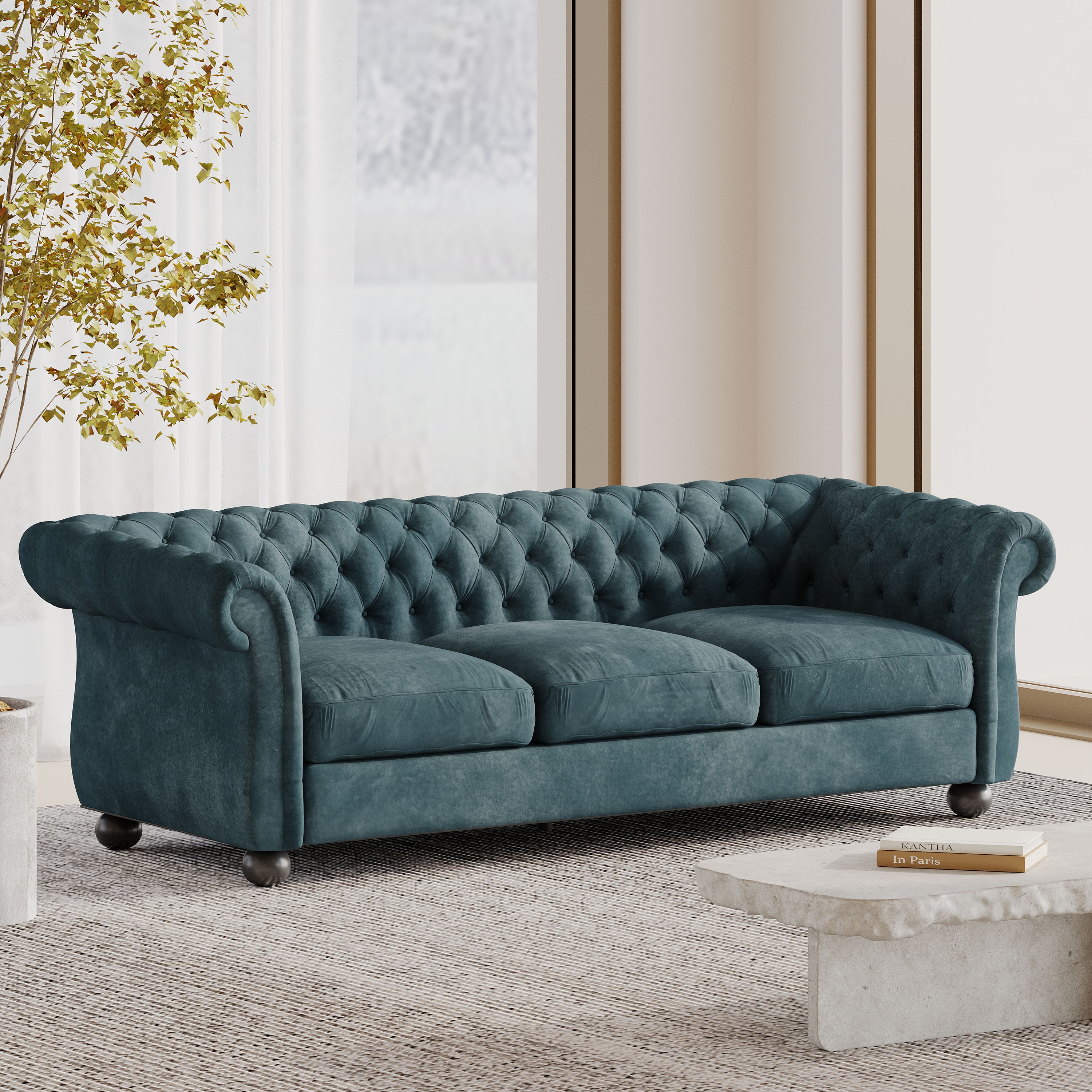 Free Shipping! Noble House Hofstad 3 Seater Sofa, Arctic Blue Fabric ...