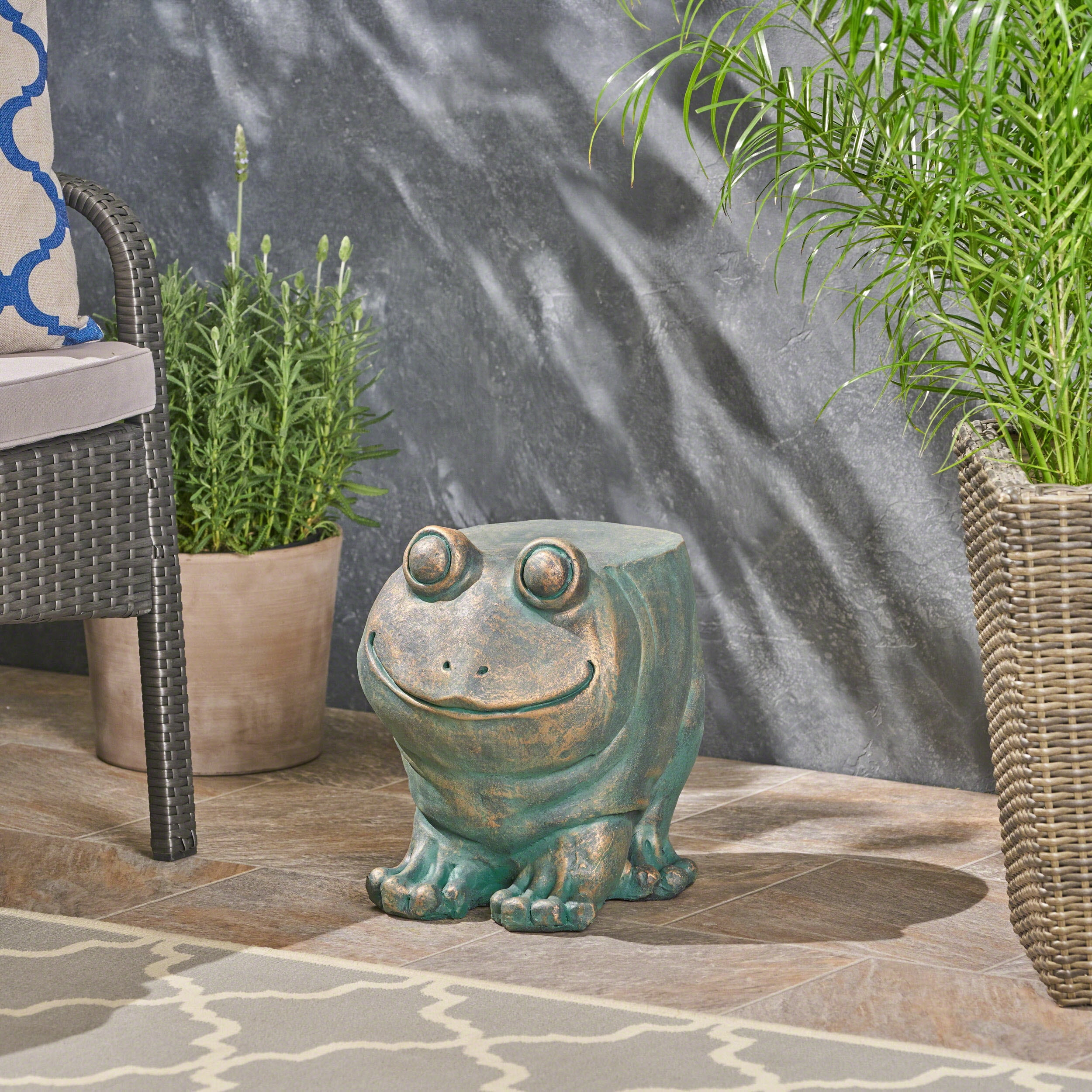 Noble House Jacobson Outdoor 13" Stone Garden Stool in Copper Patina ...