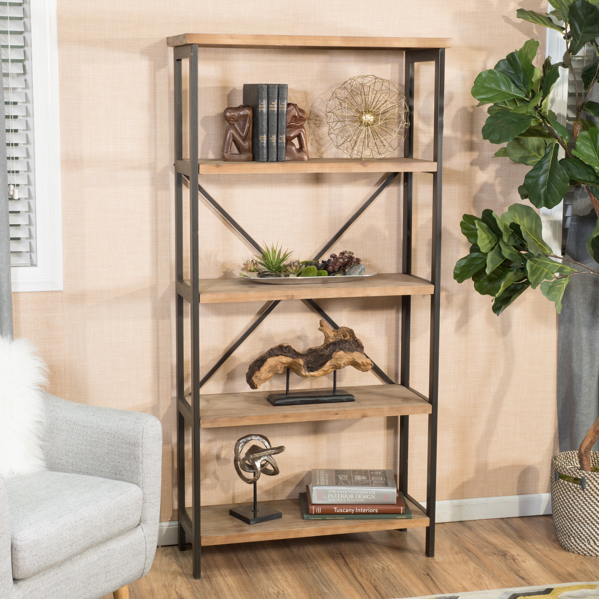 Noble House Jake 4 Shelf Bookcase, Brown - Walmart.com
