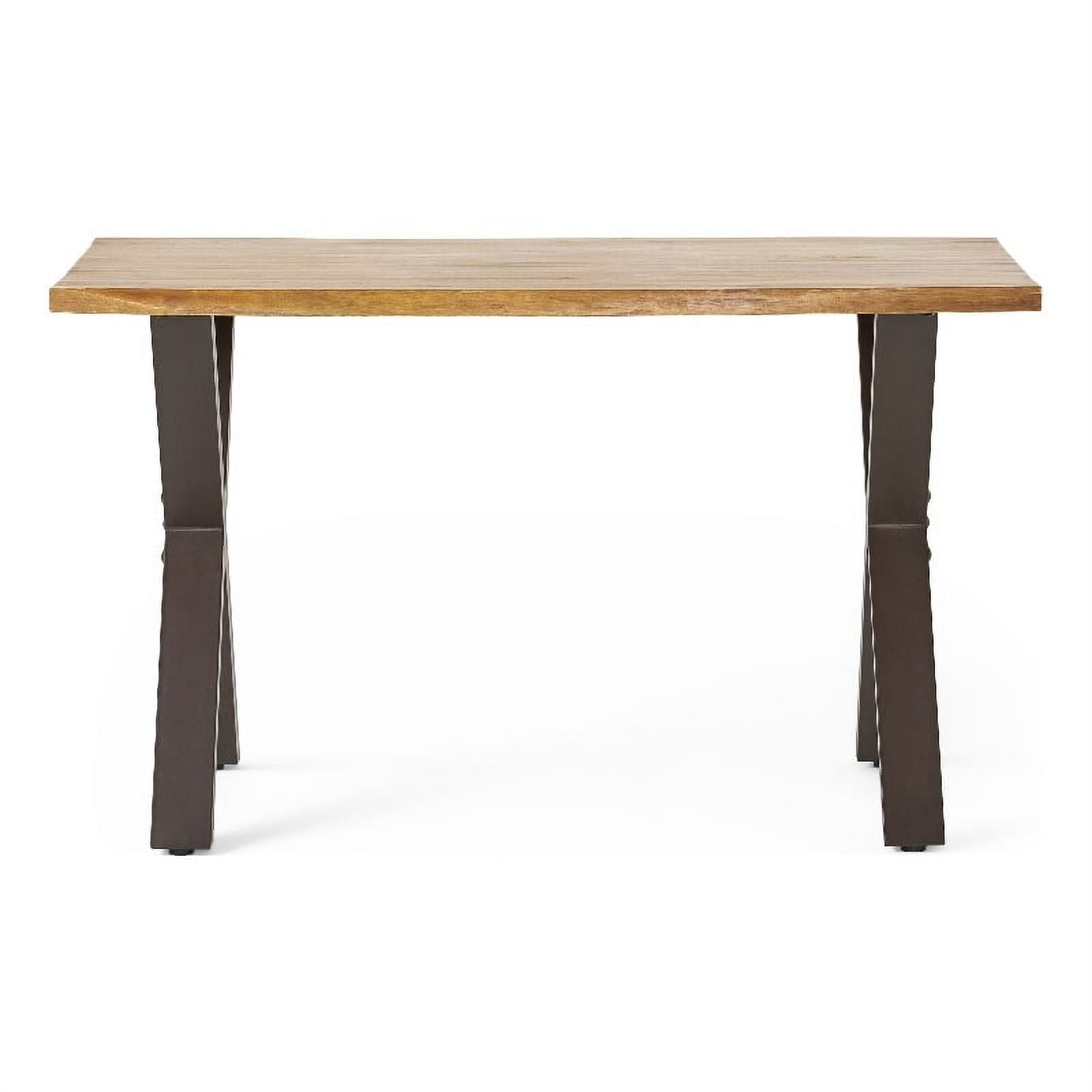 Noble House Jedidiyah Acacia Wood Desk with Iron Legs in Teak Brown ...