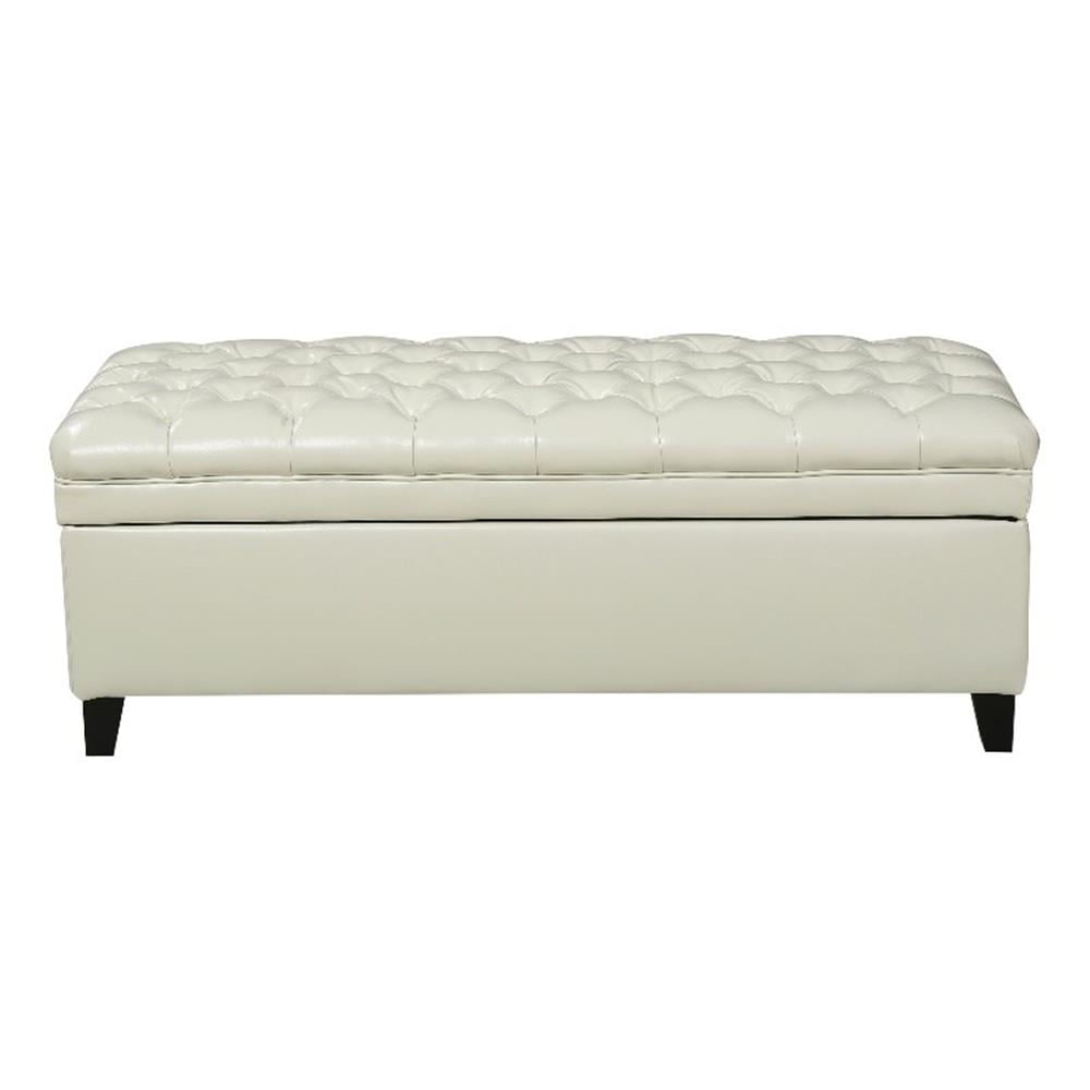 Noble House Juliana PU Ivory Storage Ottoman - Walmart.com