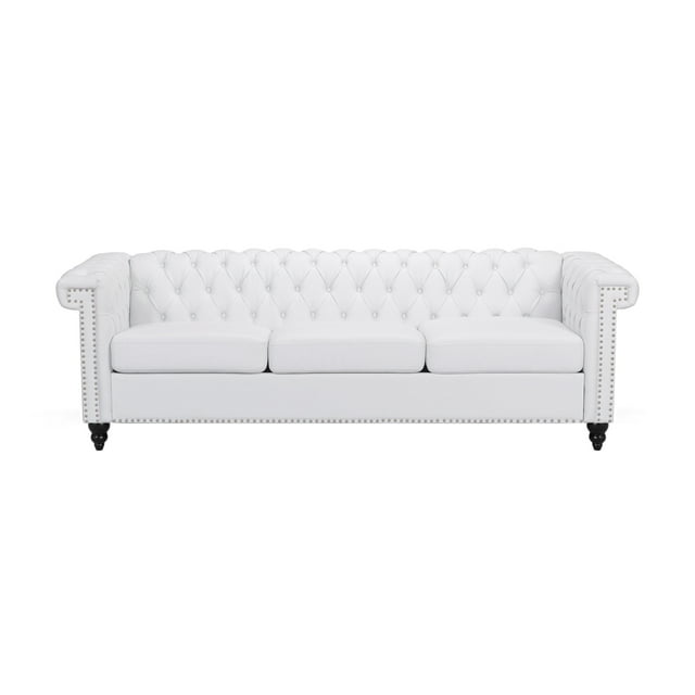 Noble House Kabella Tufted Fabric Chesterfield Sofa, White - Walmart.com