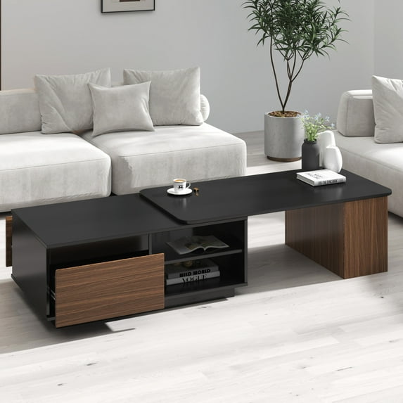 Noble House Kael 47.2" Extendable Coffee Table, Adjustable Length ...