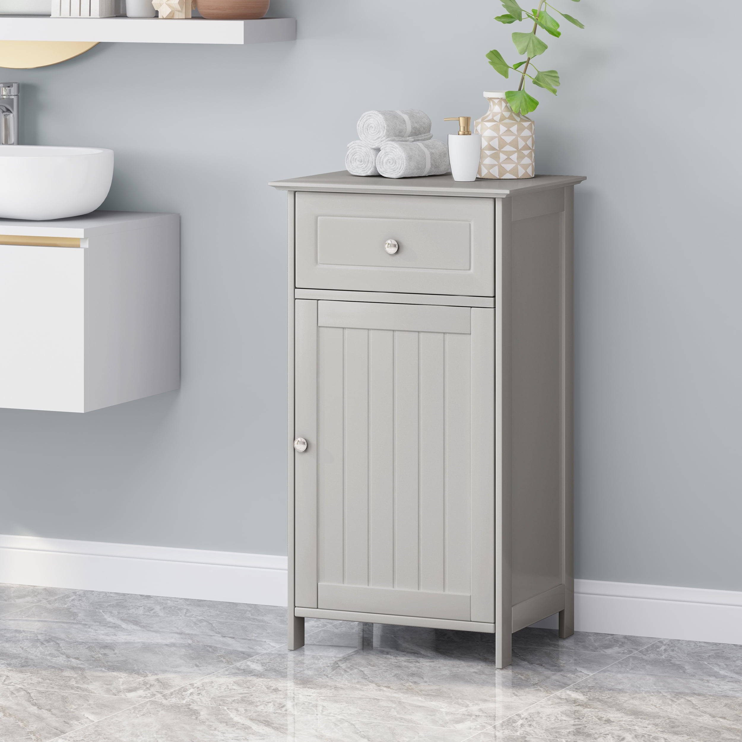Noble House Katalena Faux Wood Storage Cabinet, Light Gray - Walmart.com
