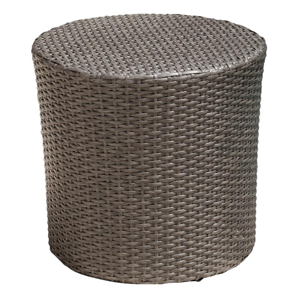 Noble House Keaton Outdoor Wicker Barrel Side Table in Dark Gray ...