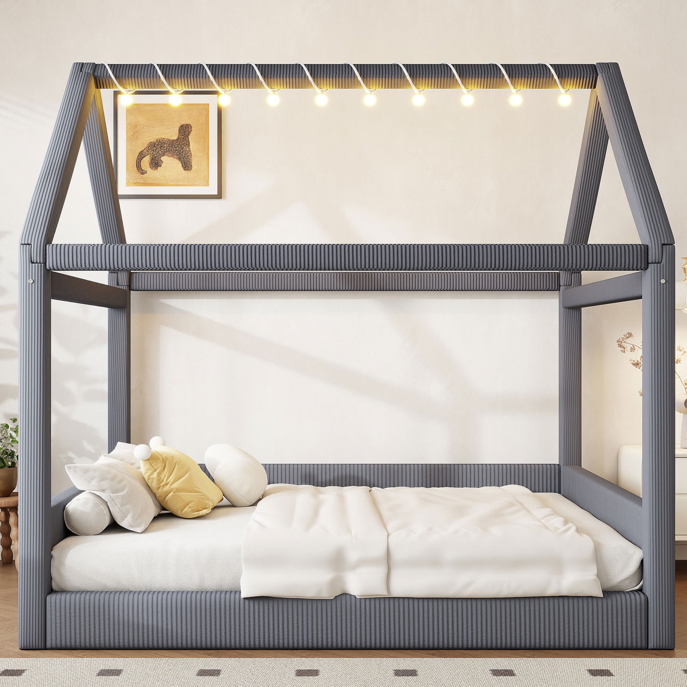 Noble House Kilby Full Upholstered House Daybed, Corduroy Montessori ...