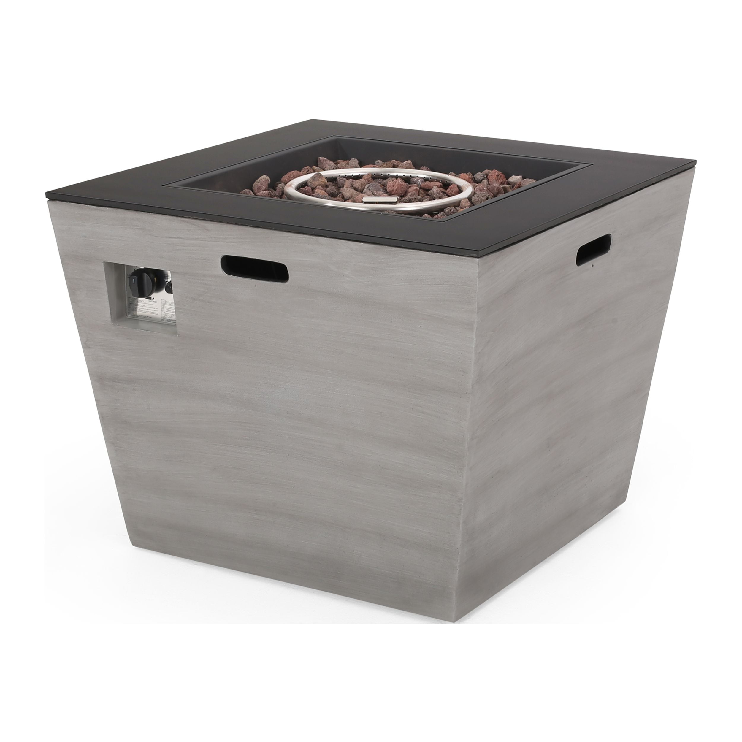 Noble House Langton 30" Square Fire Pit in Dark Gray and Black ...