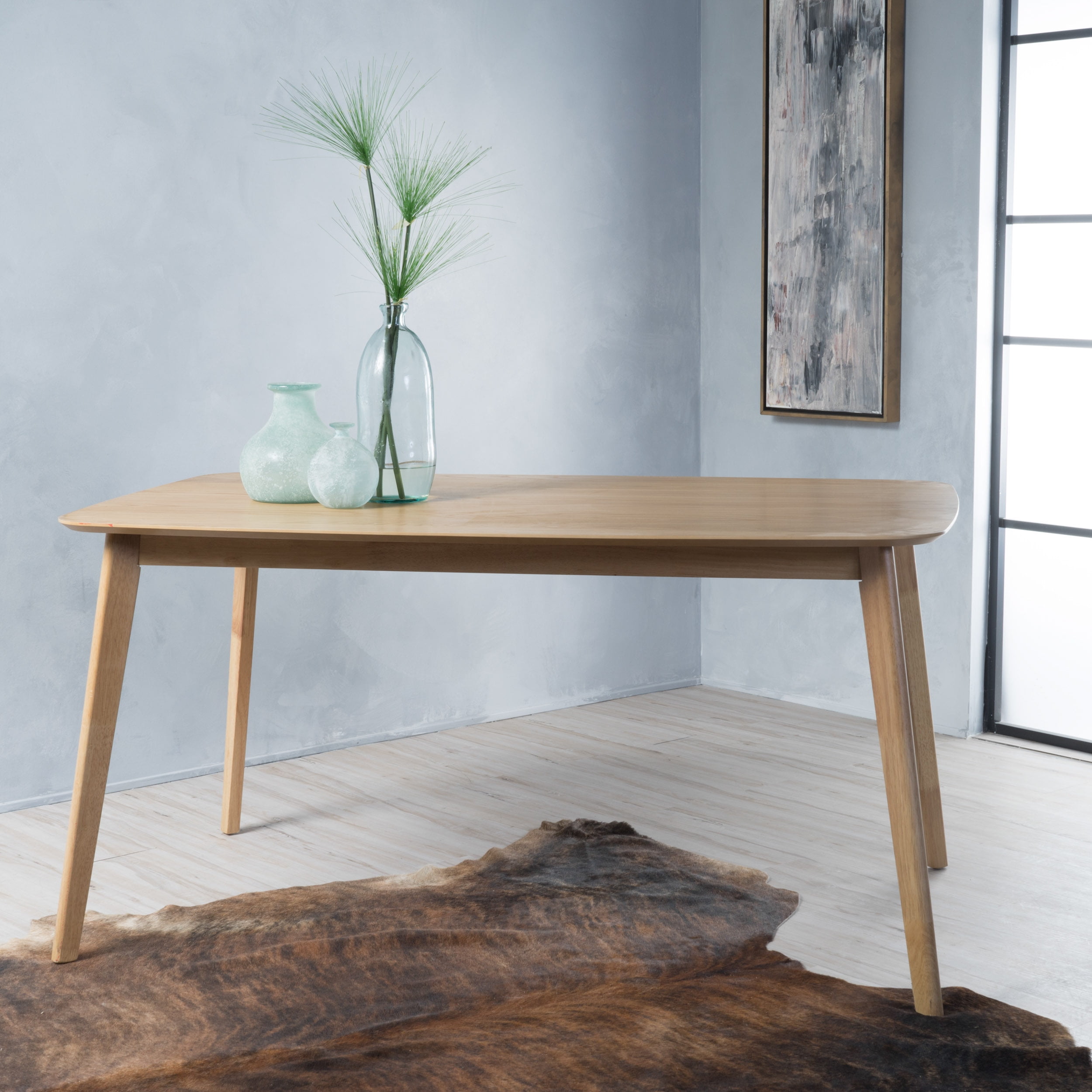 Noble House Layla Indoor Natural Oak Finish Wood Dining Table - Walmart.com