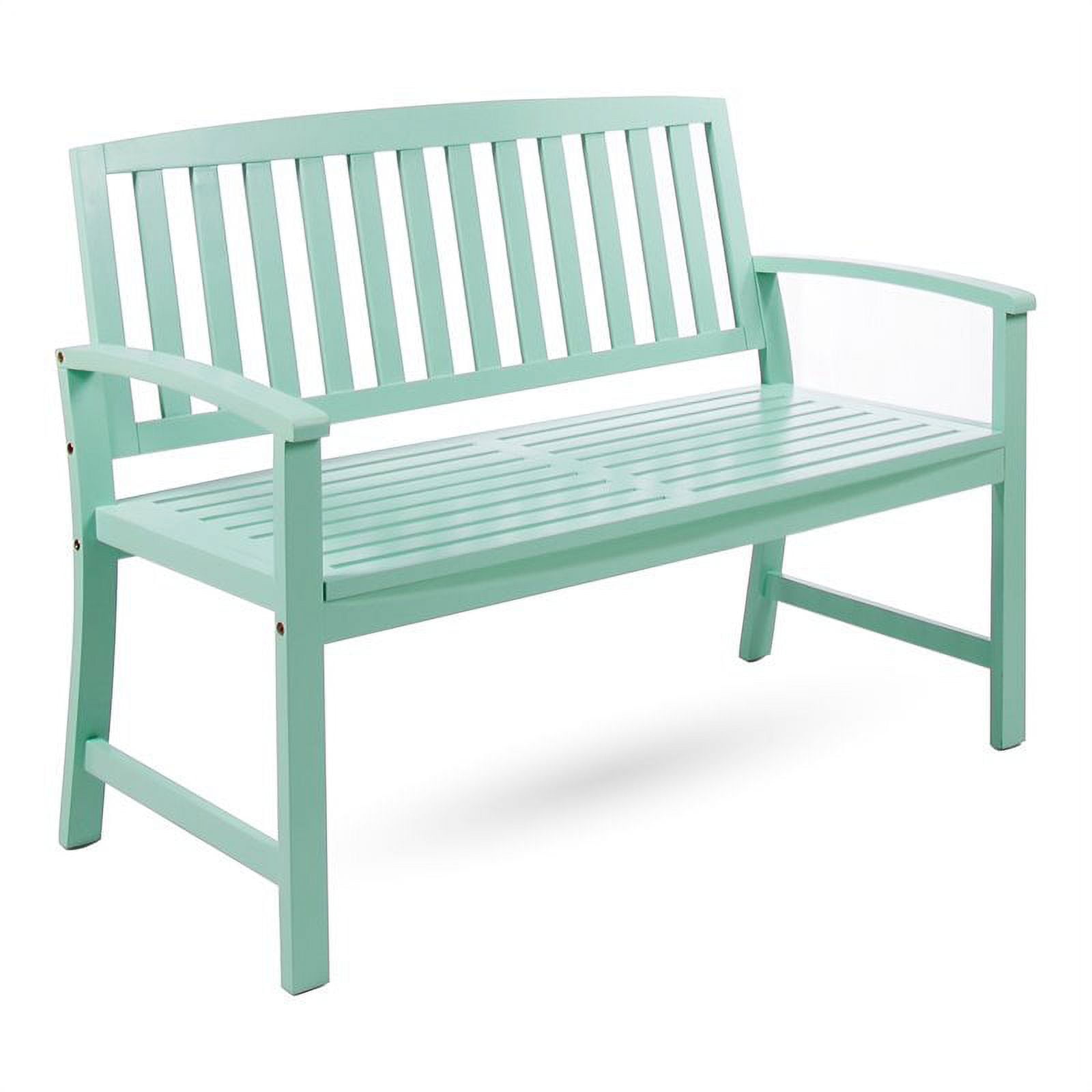 Noble House Loja Modern Outdoor Acacia Wood Bench in Light Mint Green ...