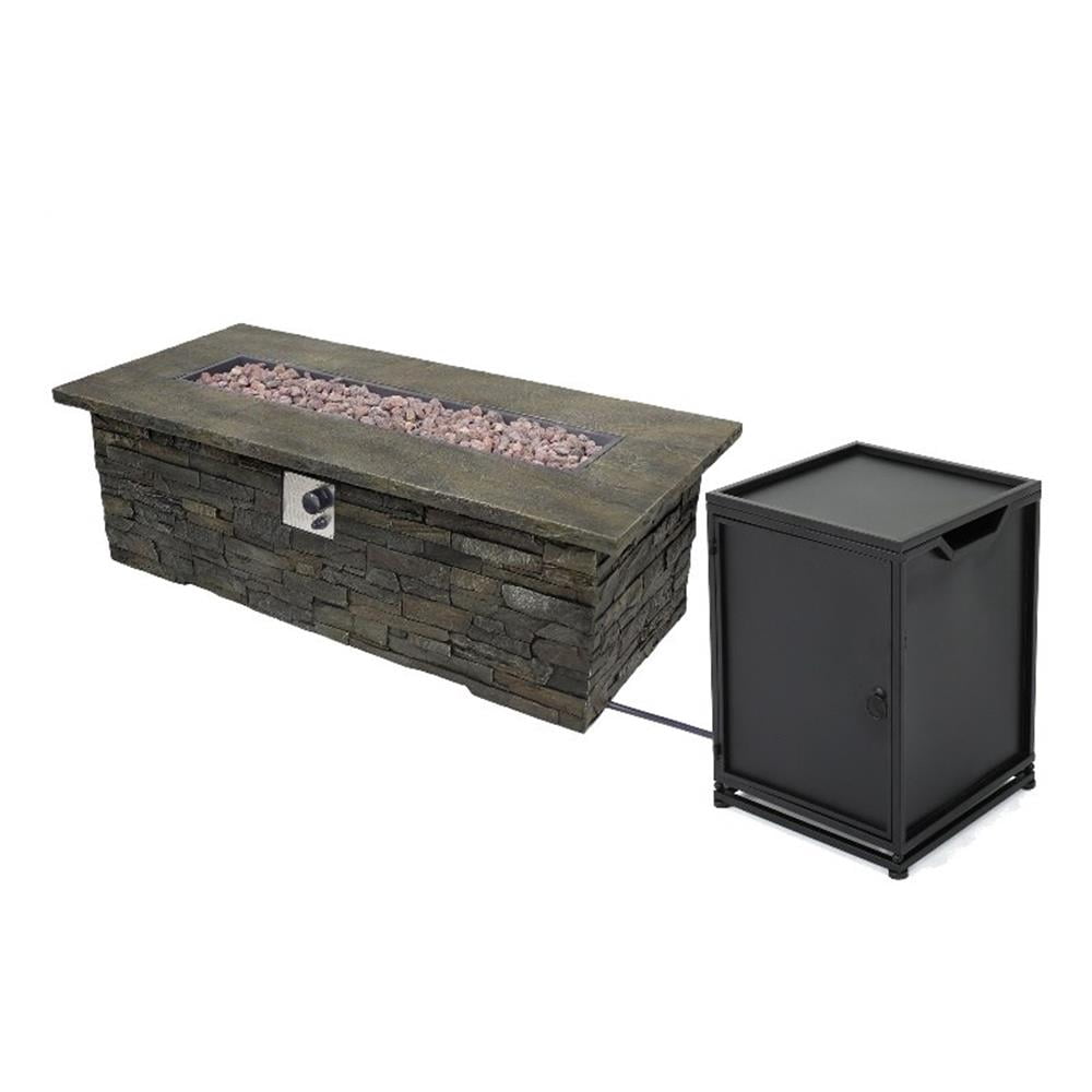Noble House Lowan Outdoor Light Weight Rectangular Fire Pit in Natural ...