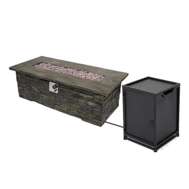 Noble House Lowan Outdoor Light Weight Rectangular Fire Pit in Natural ...