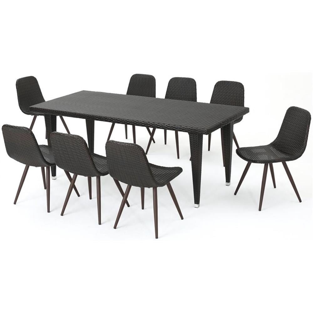Noble House Luke 9 Piece Wicker Patio Dining Set in Brown - Walmart.com
