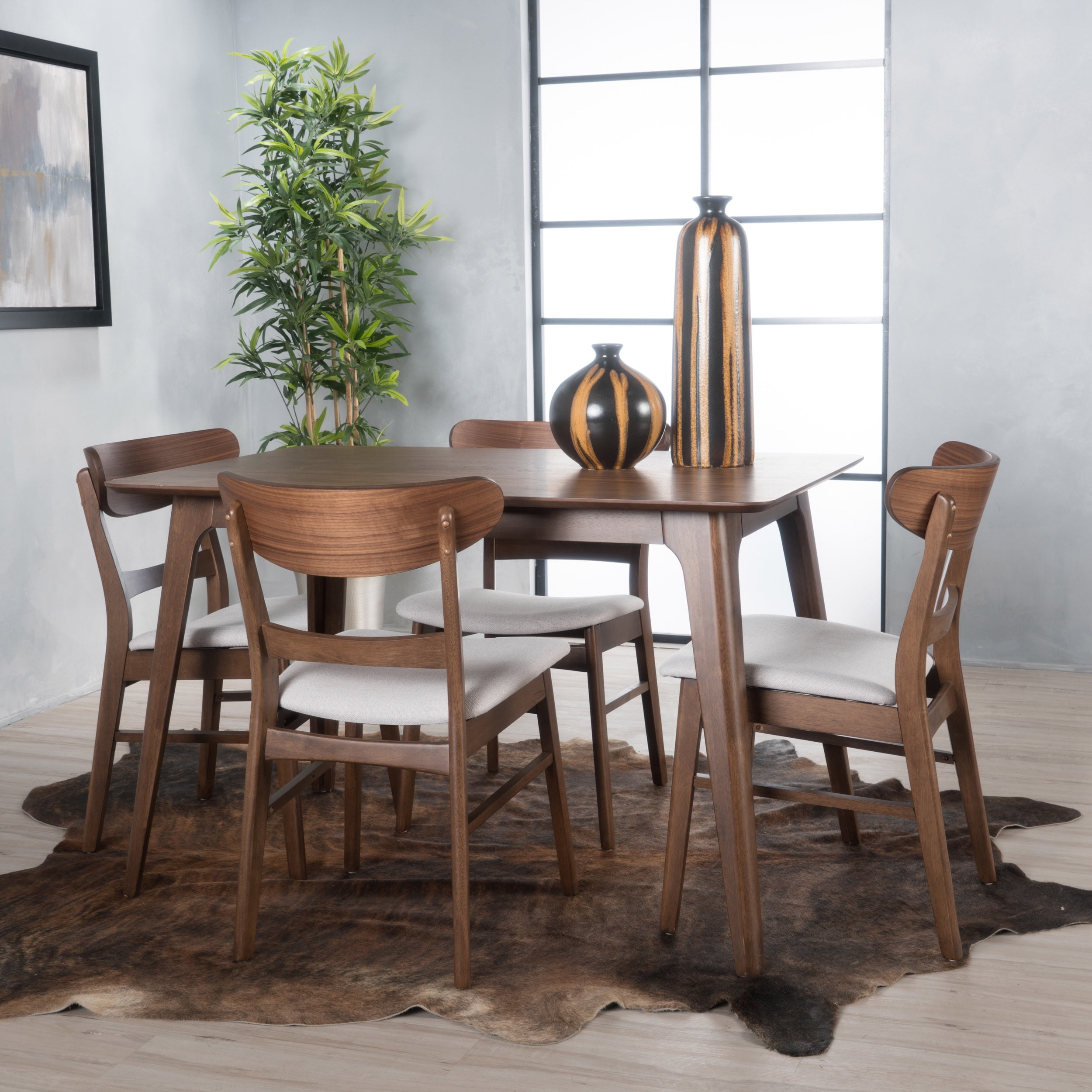 Free Shipping! Noble House Mid-Century Dining Set, Light Beige ...
