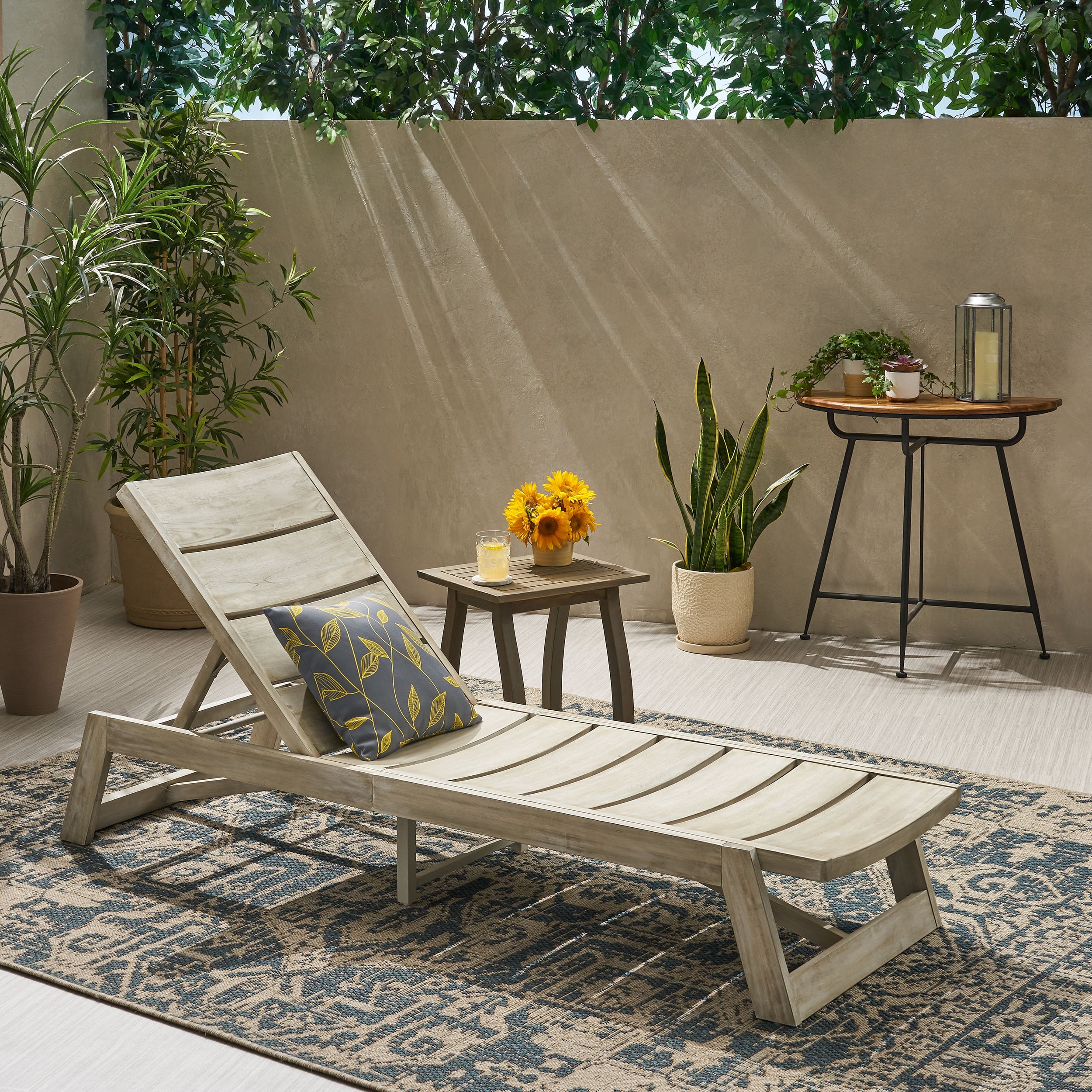 Noble House Mahalo Outdoor Acacia Wood Chaise 2-Pc Lounge - Walmart.com